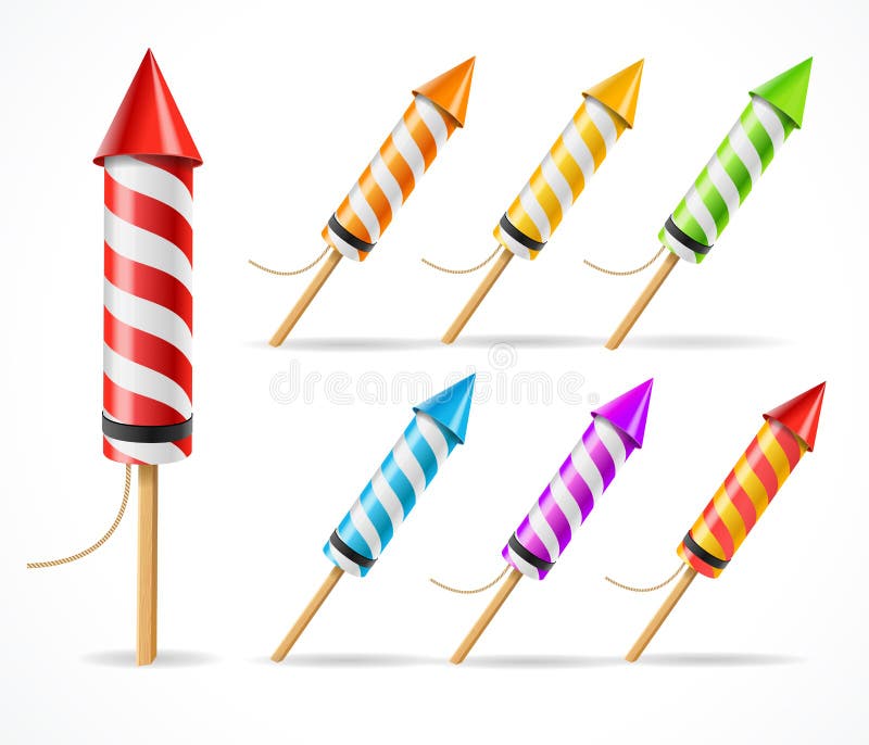 Fireworks Rocket Set. Vector Stock Vector - Illustration of feast ...