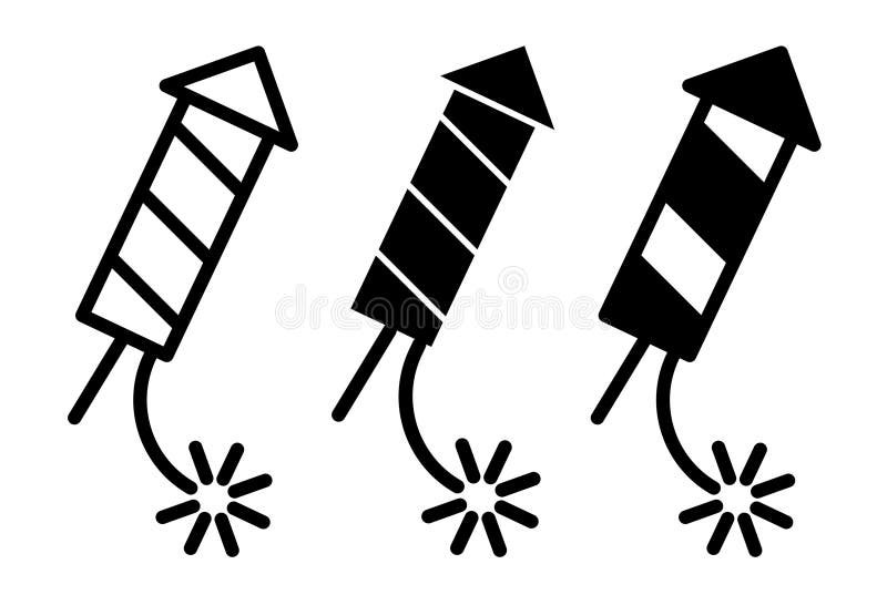 Fireworks Rocket Sign Icon Set. Safety for Fireworks Use with Firework ...