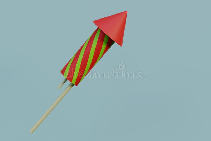 Fireworks Rocket on a Stick, 3d Render Stock Illustration ...