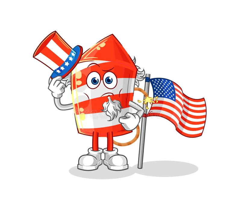 Fireworks Rocket Uncle Sam Character. Cartoon Mascot Vector Stock ...