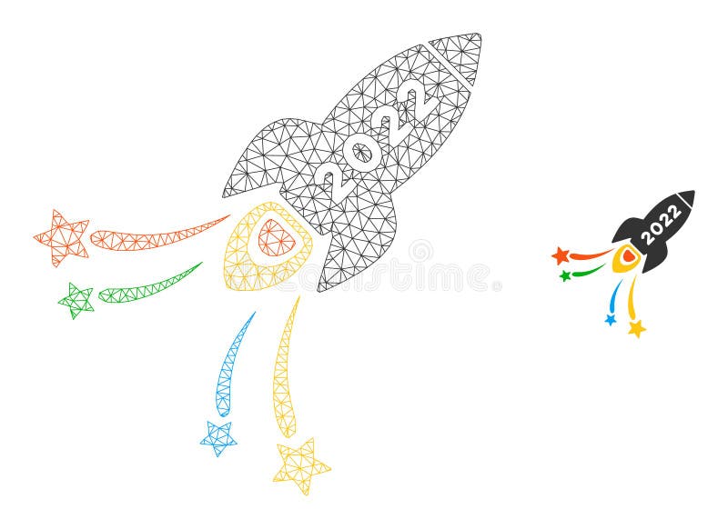 2022 Fireworks Rocket Vector Mesh 2D Model Stock Vector - Illustration ...