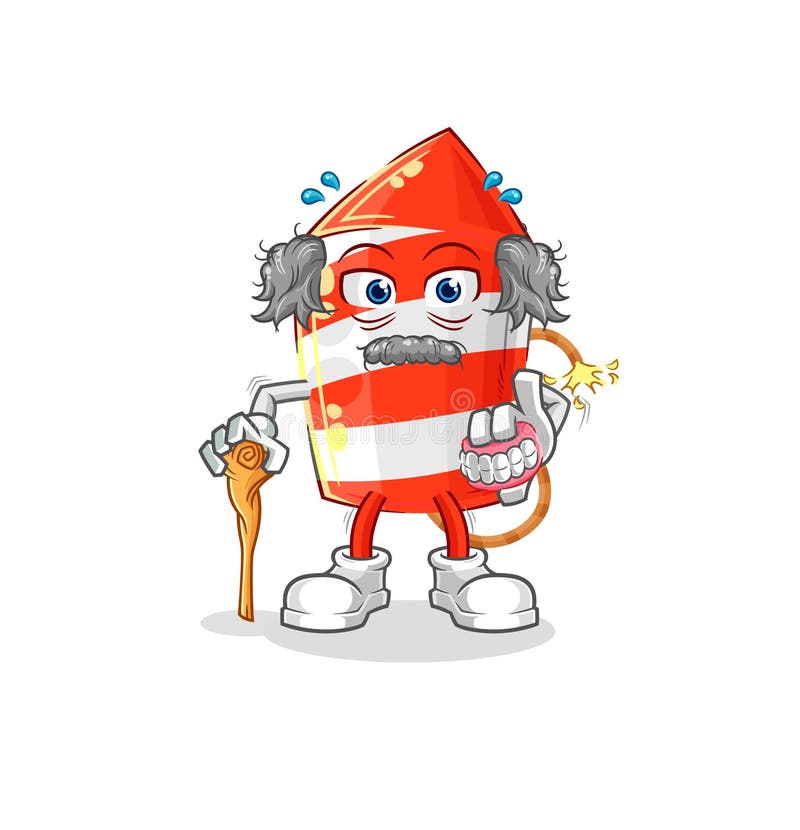 Fireworks Rocket White Haired Old Man. Character Vector Stock Vector ...