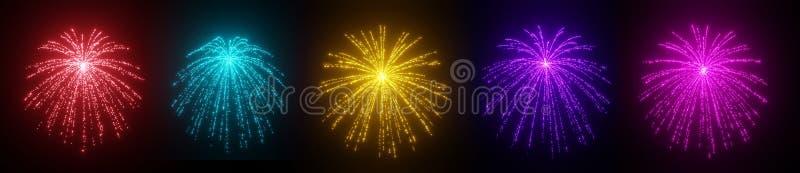 Fireworks Salutes Collection of Different Colors Stock Illustration ...