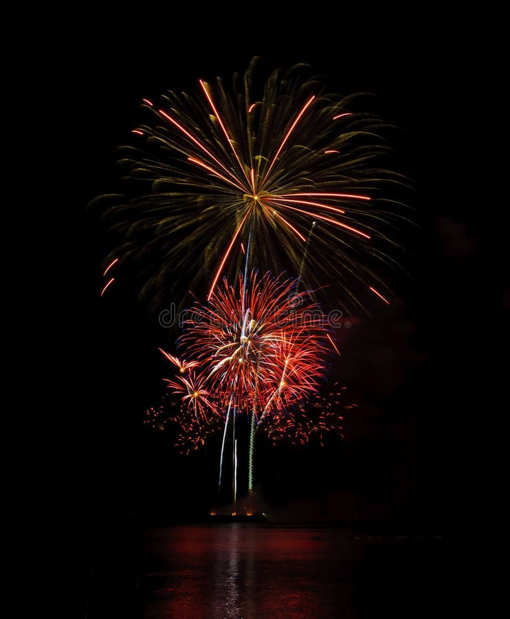 Fireworks in the sea stock photo. Image of holiday, event - 17345294