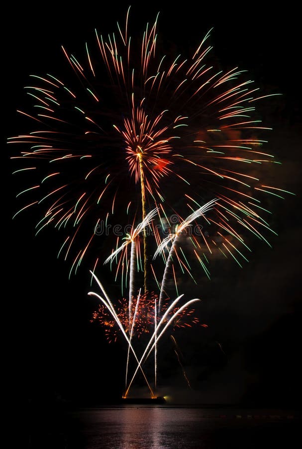 Fireworks in the sea stock image. Image of black, colorful - 17575453