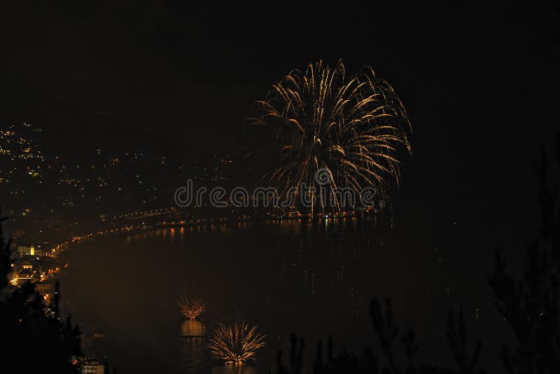 Fireworks on the sea stock photo. Image of fireworks - 206912220