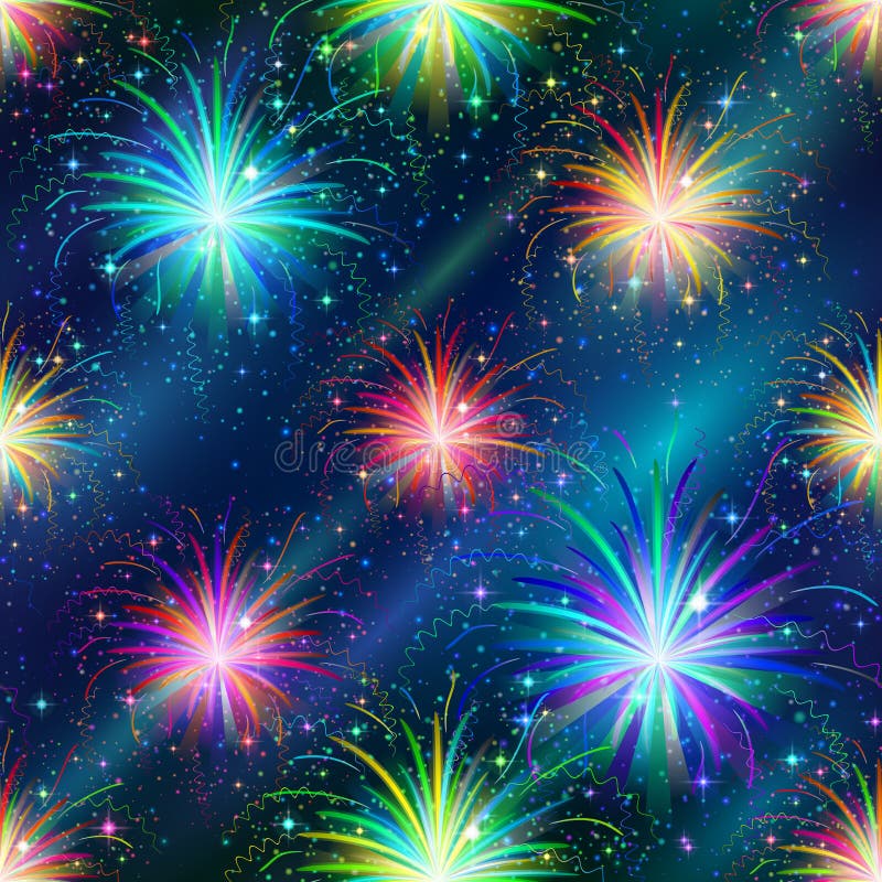 Firework Seamless Pattern stock vector. Illustration of fire - 40397351