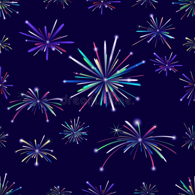Fireworks seamless pattern stock illustration. Illustration of ...
