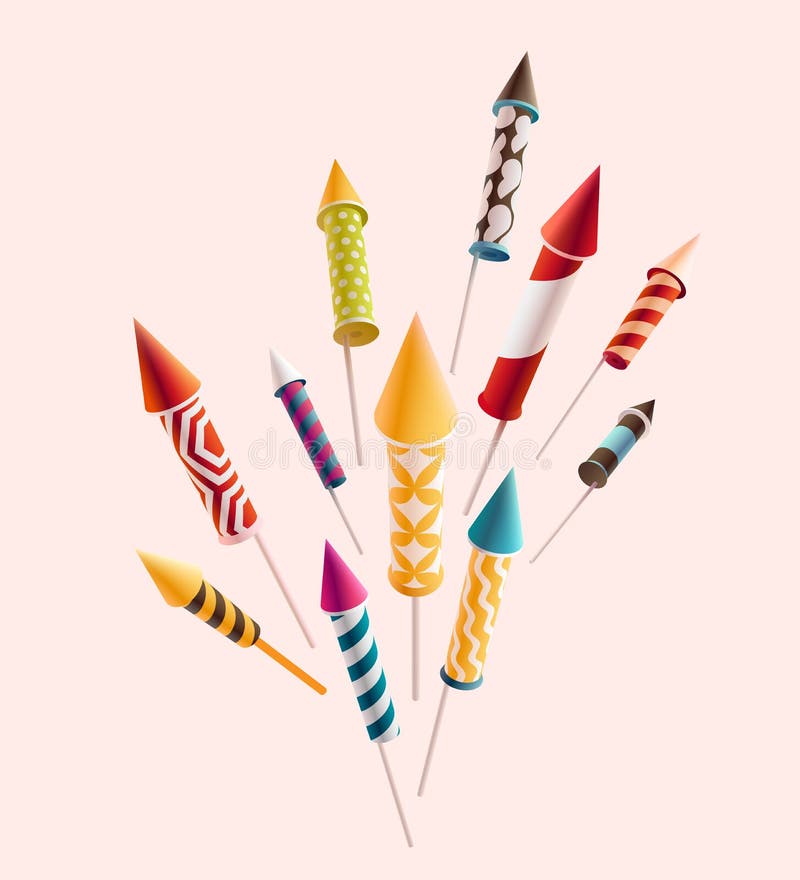 Fireworks Set Rocket. Colorful Vector Illustration Stock Vector ... Fireworks Set Rocket. Colorful Vector Illustration Stock Vector ...