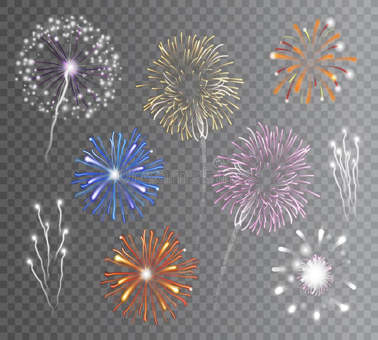 Multicolored Fireworks Transparent Background Stock Illustrations – 375 ...