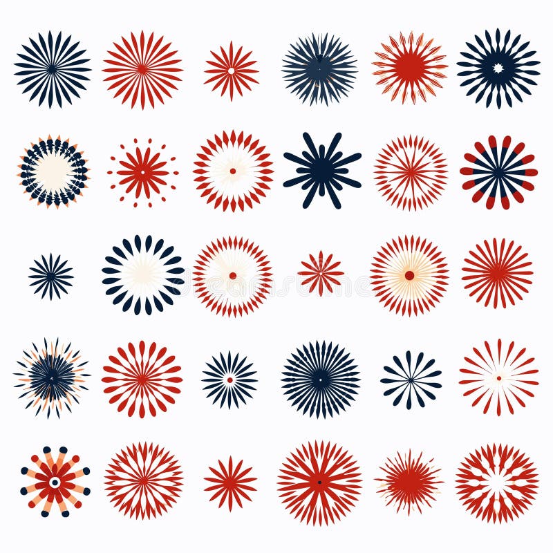 Fireworks Set Vector Flat Minimalistic Isolated Illustration Stock ...