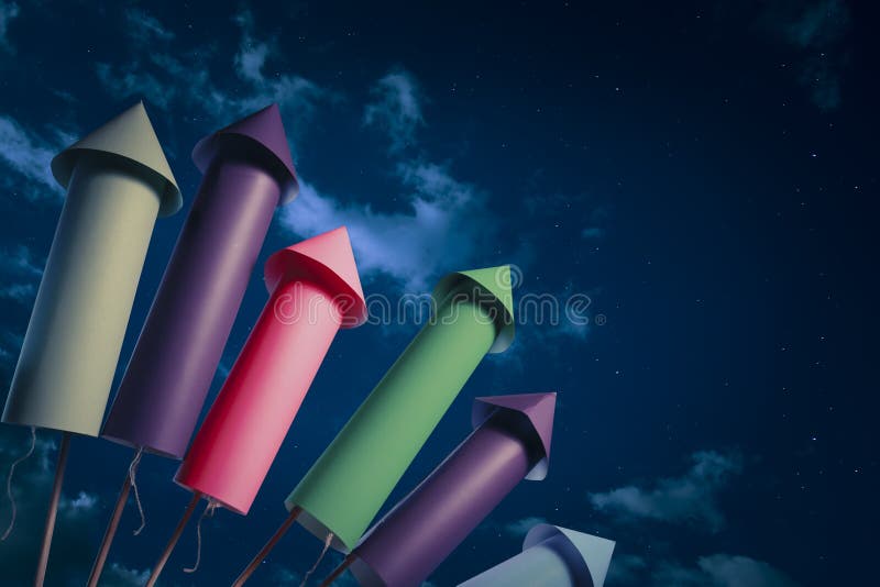 Fireworks setup at night stock image. Image of celebrate - 17736879