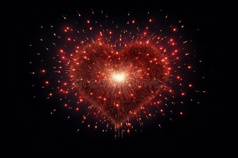 Fireworks in the Shape of a Heart in the Night Sky Stock Image - Image ...