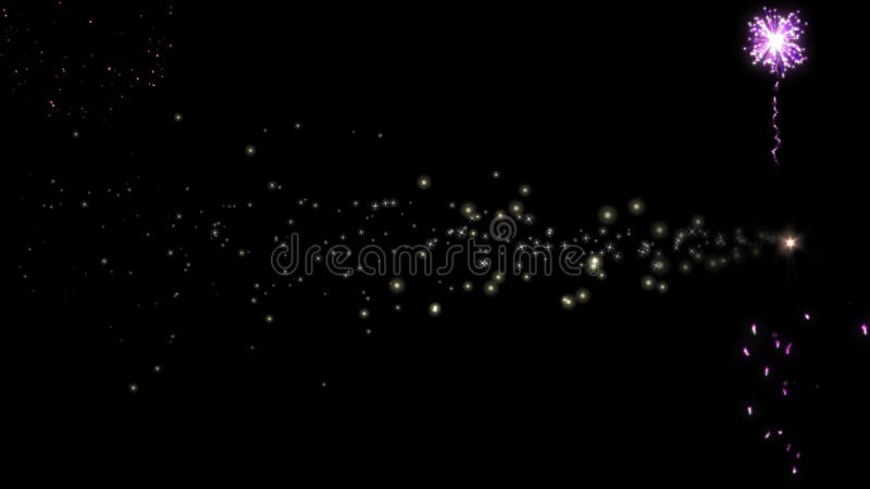 Fireworks and Shooting Star Particles on Black Background with Copy ...