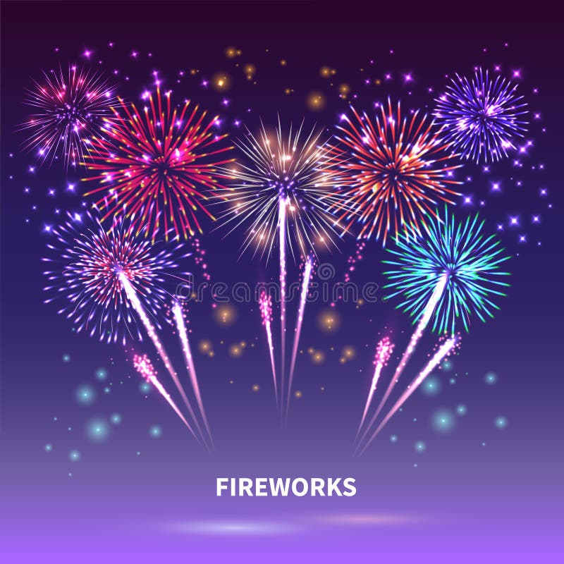 Fireworks Show Background Composition Stock Vector - Illustration of ...