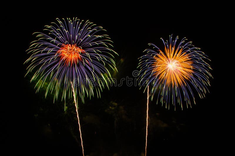 Fireworks Show.abstract Blur of Real Golden Shining Fireworks with ...