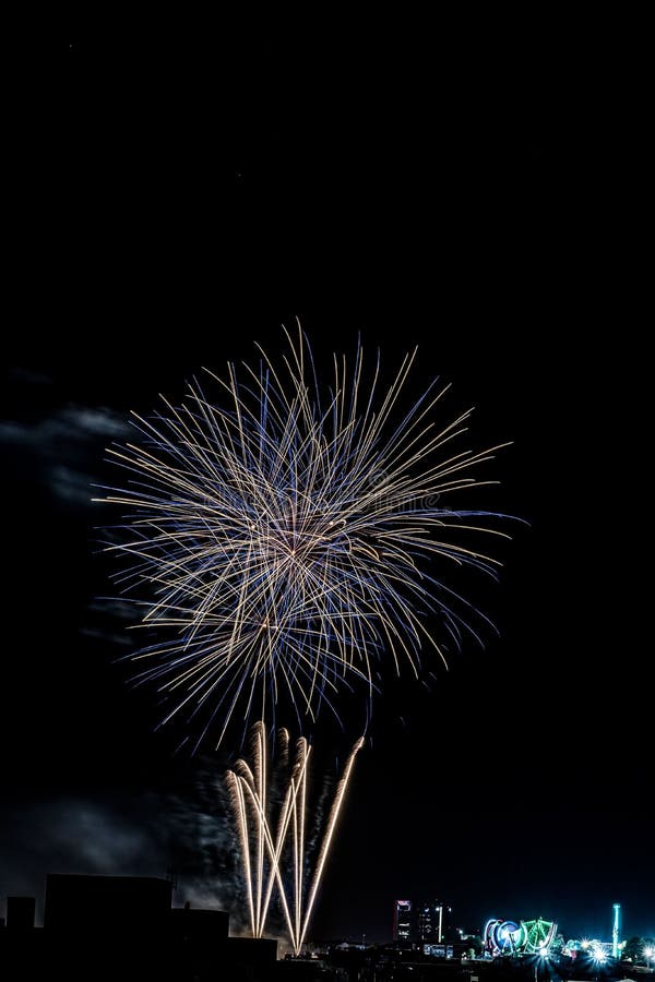 Fireworks Show with Pyrotechnics Launched at Different Heights and Many ...