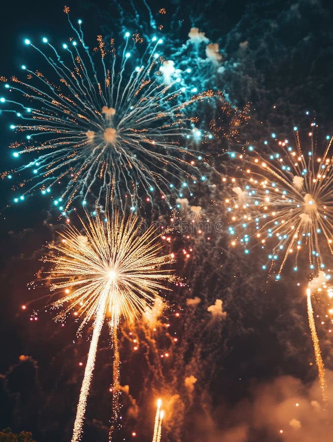 Fireworks in the sky stock photo. Image of colorful - 376680844