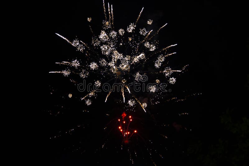 Fireworks in the Smoky Night Sky. Stock Photo - Image of action, light ...