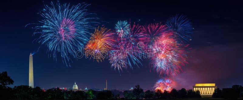 The Fireworks Spectacle Lighting Up the Washington, DC Skyline at Night ...
