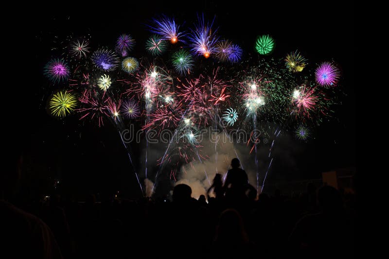 Fireworks Spectators stock image. Image of person, silhouette - 32077961