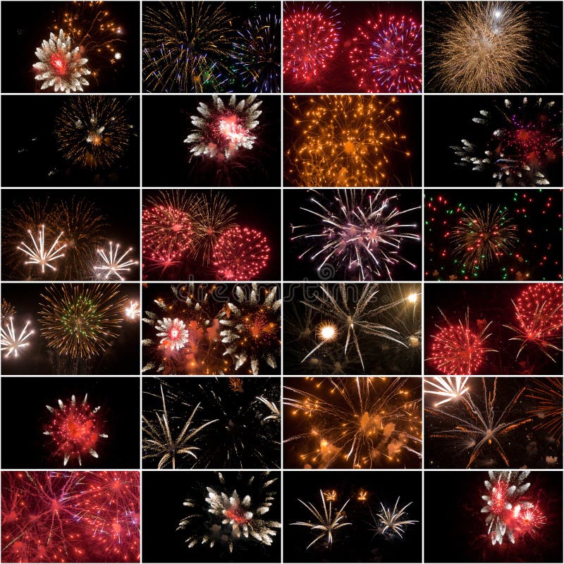 Fireworks square collage stock photo. Image of explode - 43011992