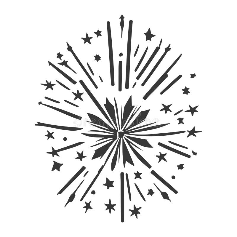 Fireworks Star Explode New Year Black Illustration Grey Stock Vector ...
