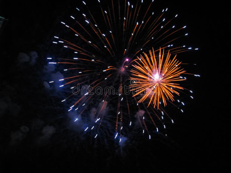 Fireworks, a Stunning Orange Flower Exploding in the Night Sky Stock ...