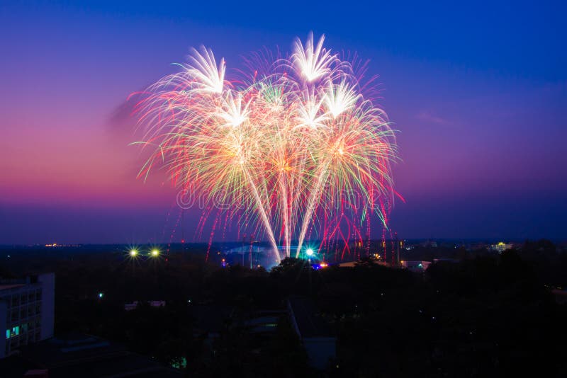 Fireworks at sunset stock photo. Image of place, exterior - 37469998