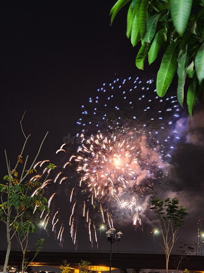 Fireworks, Tet Lunar New Year, Vietnam Stock Photo - Image of lunar ...