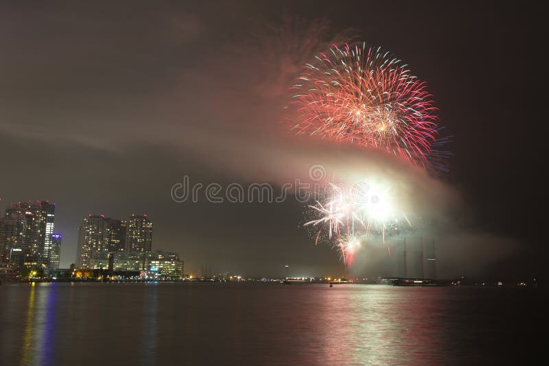 Fireworks in Toronto, on stock photo. Image of architecture - 62266140