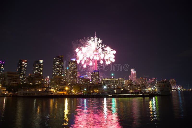 Fireworks in Toronto stock photo. Image of city, event - 72604802