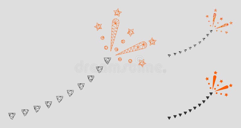 Fireworks Trace Vector Mesh Network Model and Triangle Mosaic Icon ...