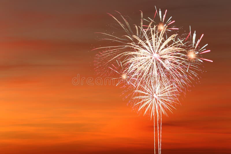 Fireworks in the Twilight Sky Stock Image - Image of bursting ...