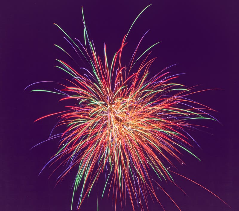 Fireworks of Various Colors Over Dark Sky. Soft F Stock Photo - Image ...