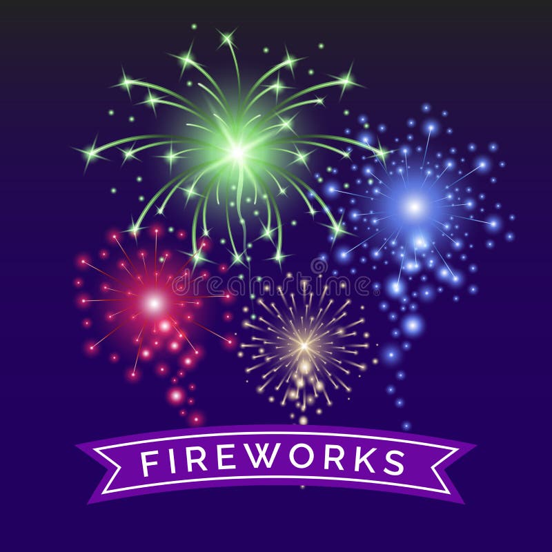 Fireworks Vector Banner Template. Fireworks for Holiday and Celebration ...