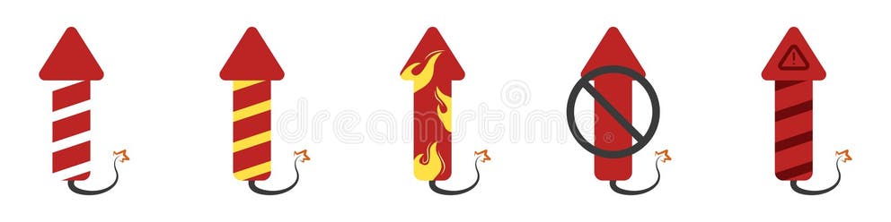 Fireworks Vector Set. Icon Set of Pyrotechnics for Holidays Vector ...