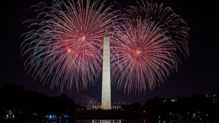 Fireworks in Washington DC, Independence Day Background Stock ...