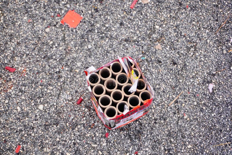 Fireworks waste debris stock photo. Image of nature - 265351402