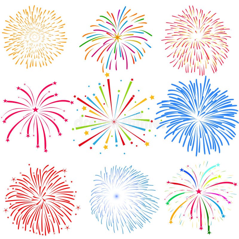 Fireworks on White Background Vector Illustration Stock Vector ...
