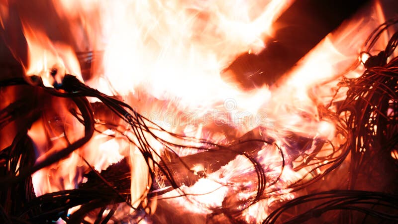 Firing wire in fire stock image. Image of dangerous, cable - 84780793