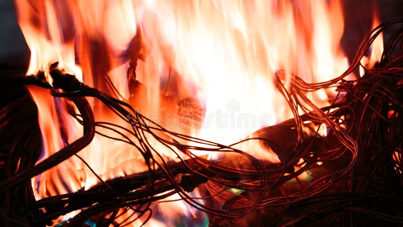 Firing wire in fire stock image. Image of baking, copper - 84808975