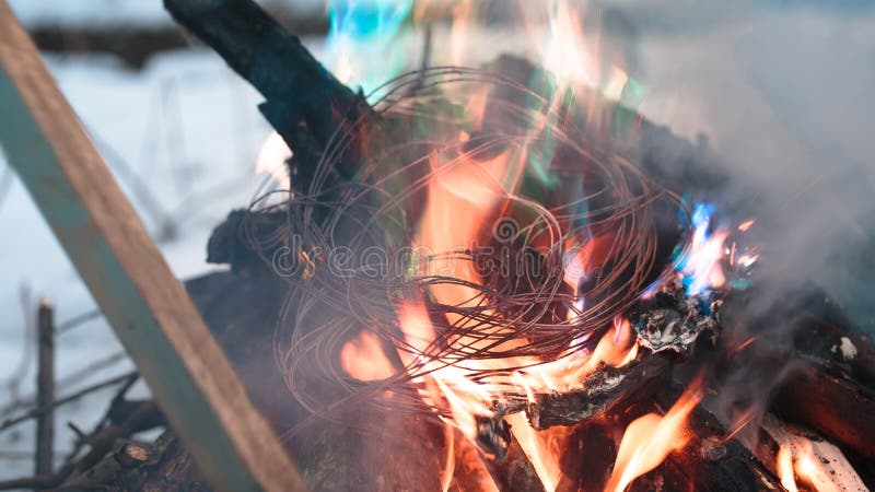 Firing wire in fire stock photo. Image of cord, charger - 84809828
