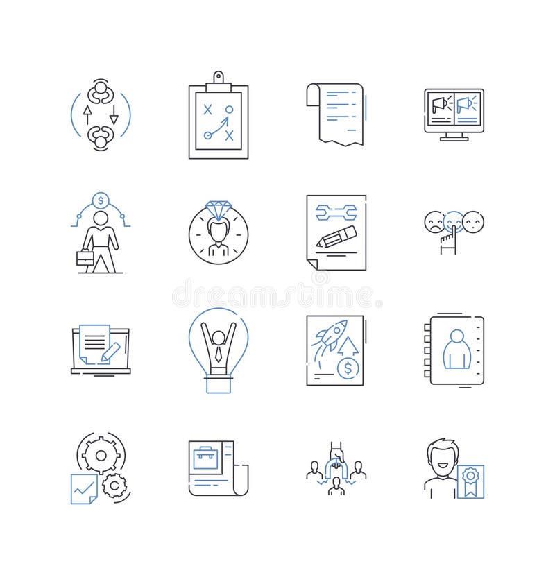 Firm Advancement Line Icons Collection. Expansion, Modernization ...