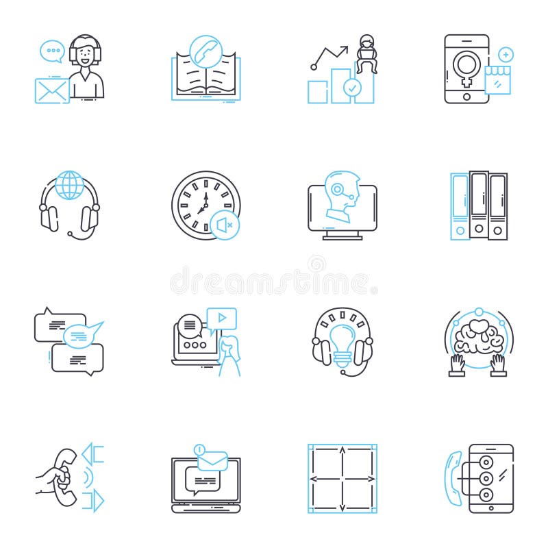 Firm Backing Linear Icons Set. Reliable, Supportive, Steady, Solid ...