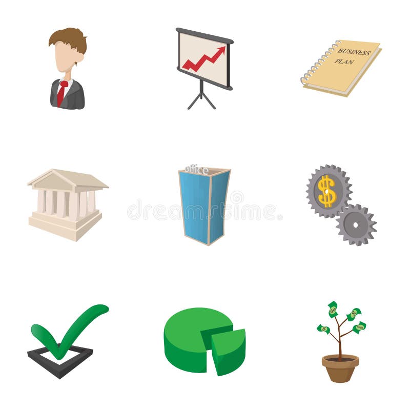 Firm Icons Set, Cartoon Style Stock Vector - Illustration of ...