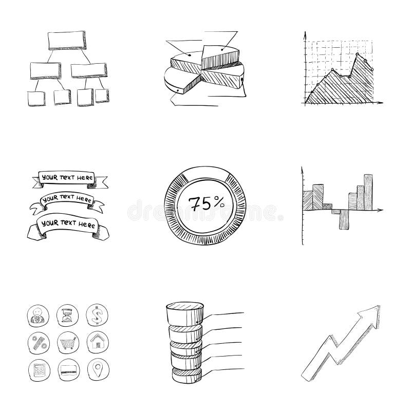 Firm Icons Set, Hand Drawn Style Stock Vector - Illustration of deal ...