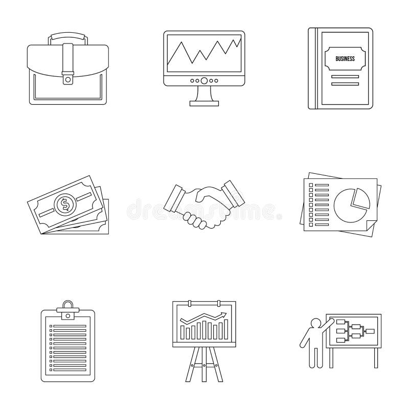 Firm Icons Set, Outline Style Stock Illustration - Illustration of ...
