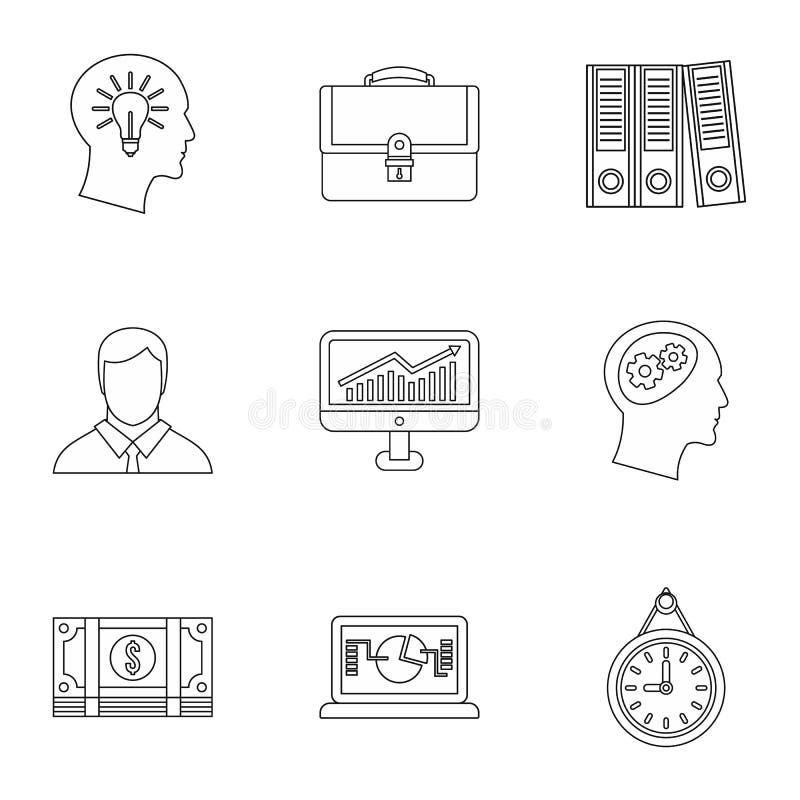 Firm Icons Set, Outline Style Stock Illustration - Illustration of ...