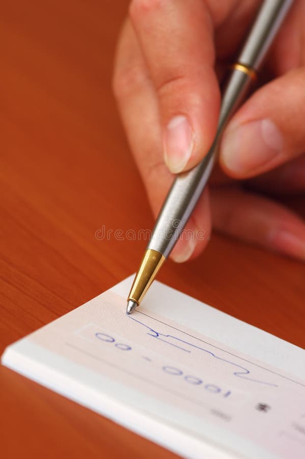 Firma De Un Cheque Del Dinero Imagen de archivo - Imagen de libro, pago ...